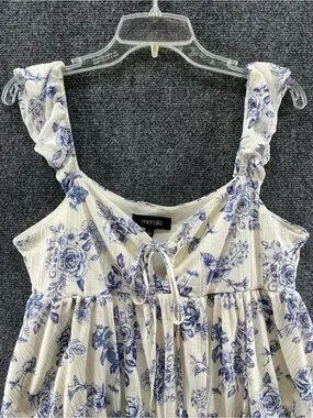meraki | Tops | Meraki Babydoll Cami Top Xl Blue Floral Bubble Hem ...